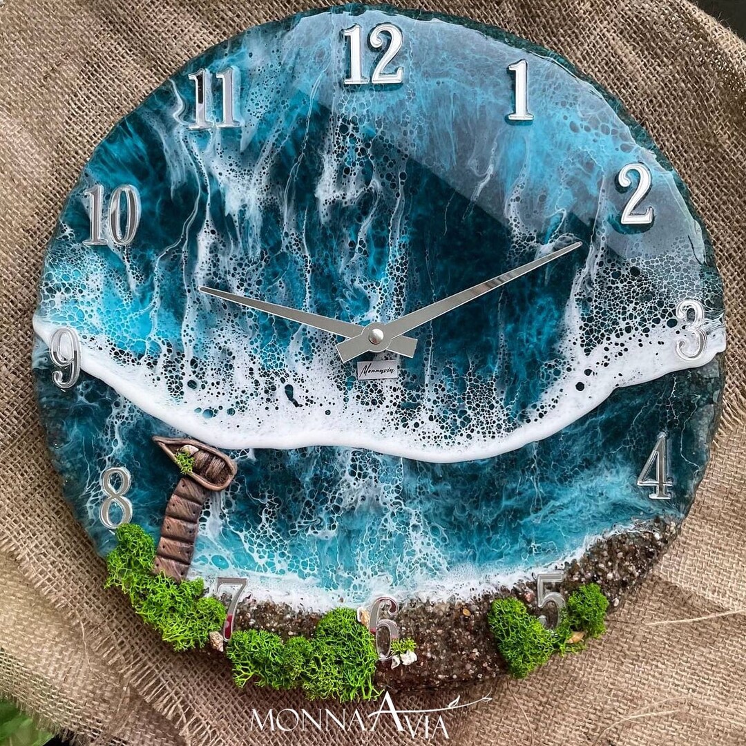 Resin Ocean Clock, Wall Art, Living Room Decor, Apartment Decor, First ...