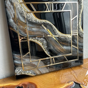 Resin Square Geode Clock, Geode Crystal Clock, Resin Art ,anniversary ...