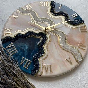 Geode Resin Clock Resin Art Wall Clock Unique Home Decor Wedding Gift ...