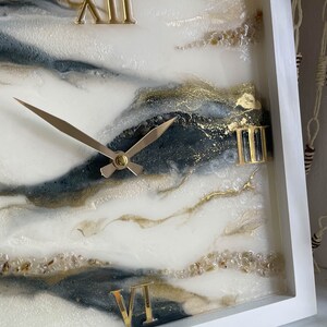 Resin Art, Square Wall Clock, Wall Clock Unique, Custom Clock White ...