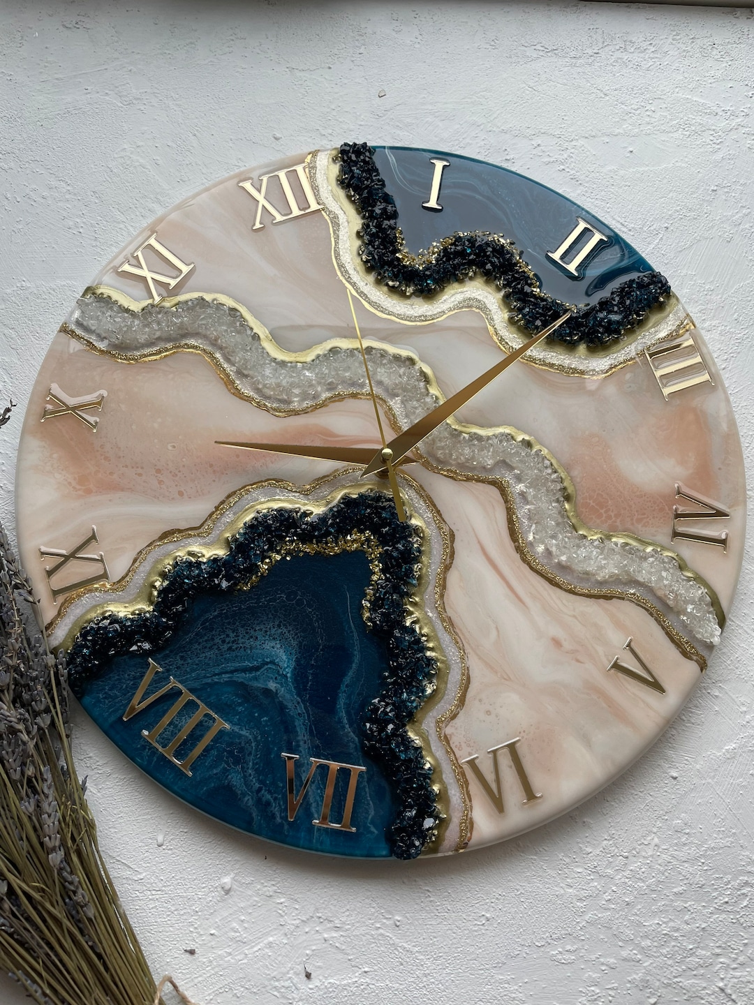 Geode Resin Clock Resin Art Wall Clock Unique Home Decor Wedding Gift ...
