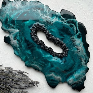 Geode Wall Picture, Wall Painting, Geode Wall, Ocean Silver Geode ...
