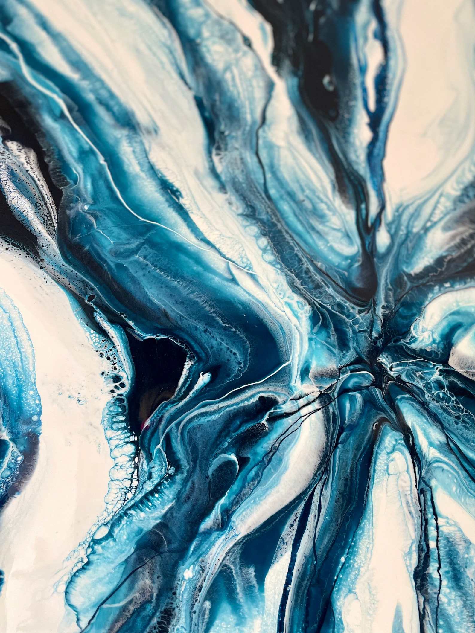 Resin Art Wall Painting, Dark Blue Painting, Wall Hanging, Large Wall ...