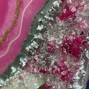 Resin Wall Picture Geode Art Crystal Art Fuchsia Housewarming Gift ...