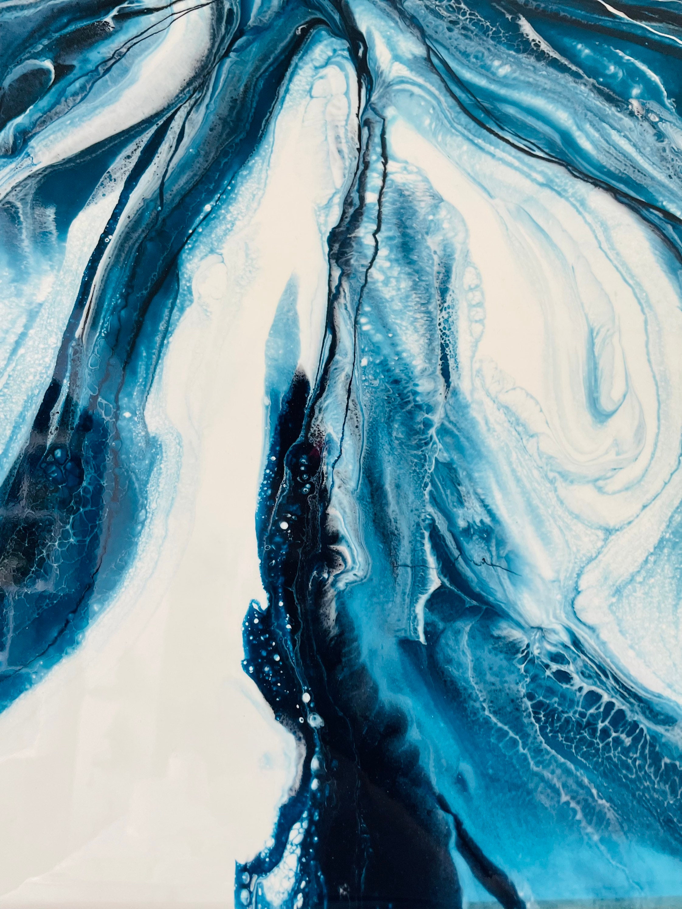 Resin Art Wall Painting, Dark Blue Painting, Wall Hanging, Large Wall ...