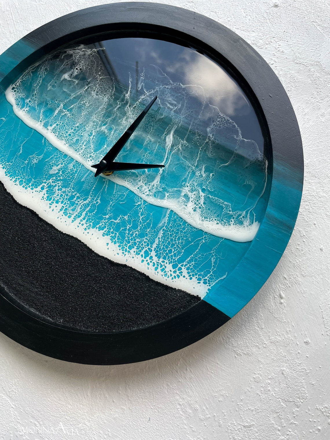 Epoxy Clock in Sea Technique Epoxy Wall Clock Clock Whith - Etsy