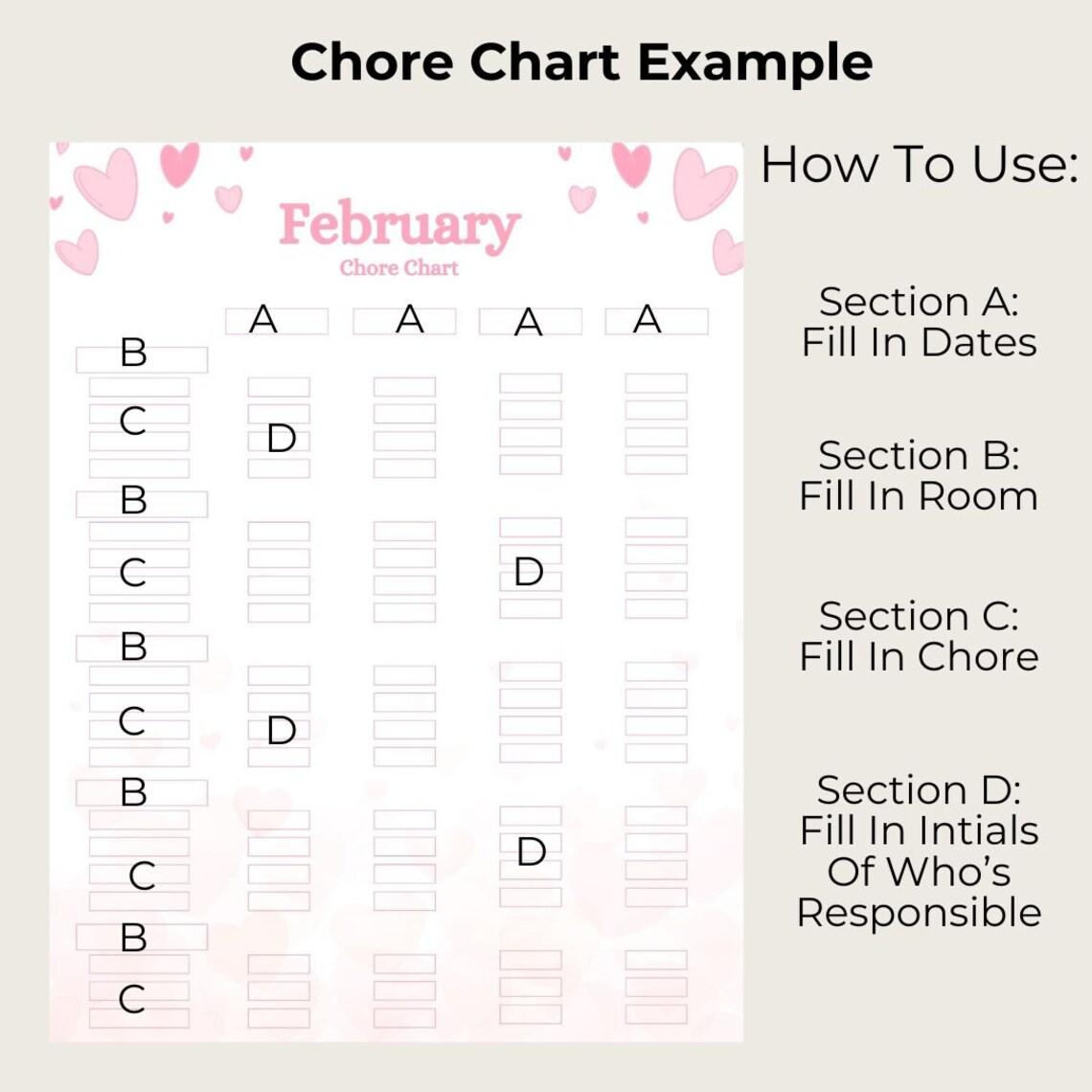 Printable/customizable Chore Chart for Family Chores 8.5x11 12 Charts ...