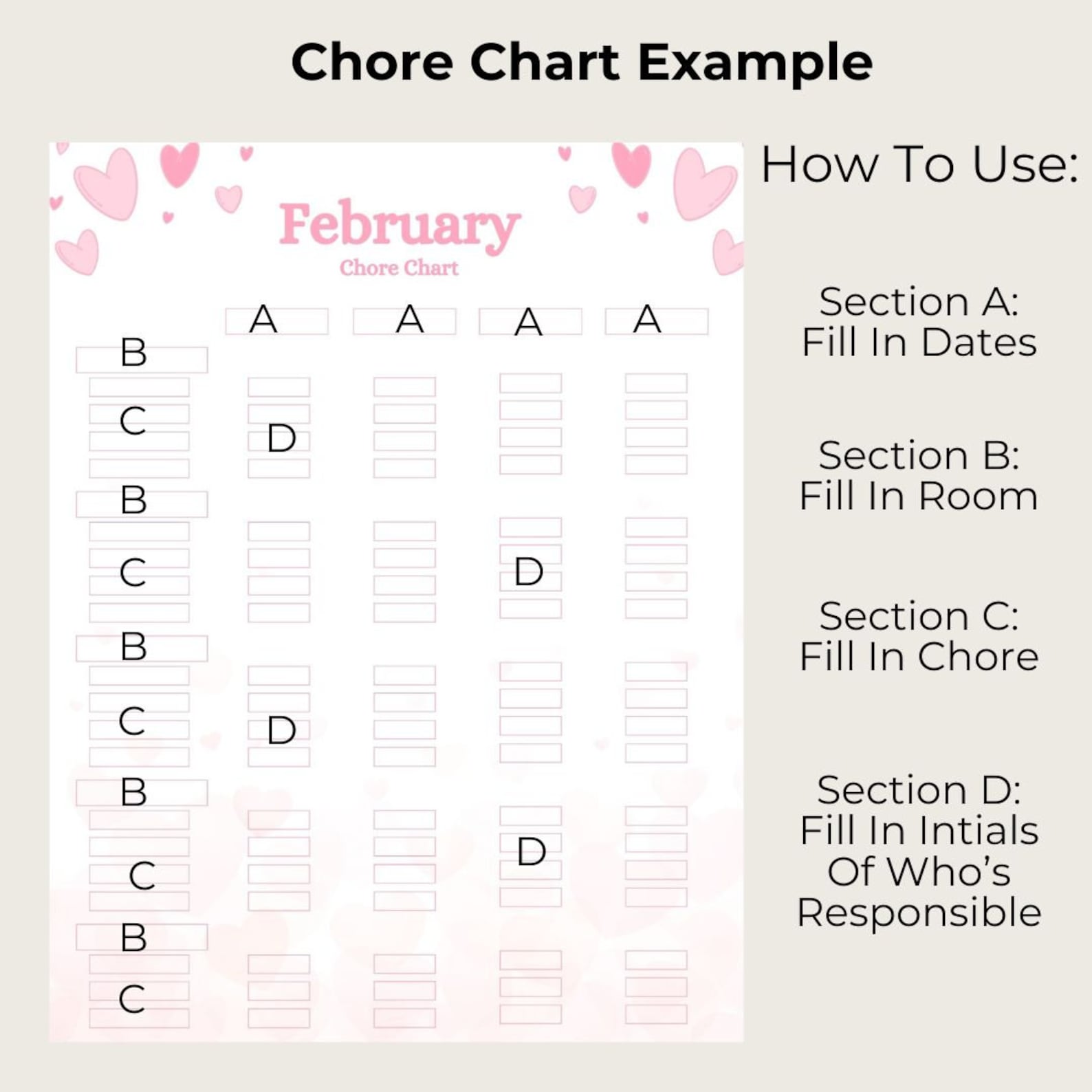 Printable/customizable Chore Chart for Family Chores 8.5x11 12 Charts ...