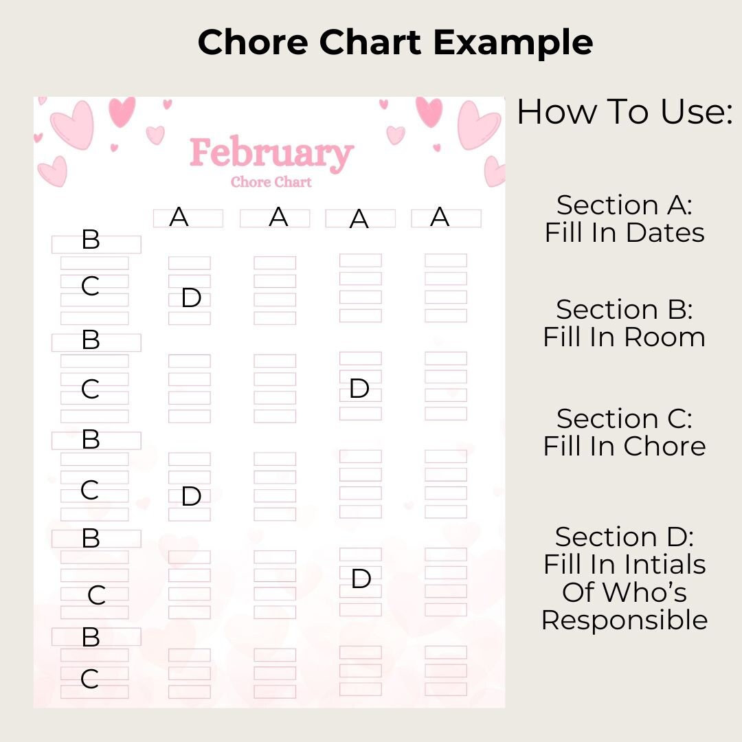 Printable/customizable Chore Chart for Family Chores - 8.5x11 - 12 ...