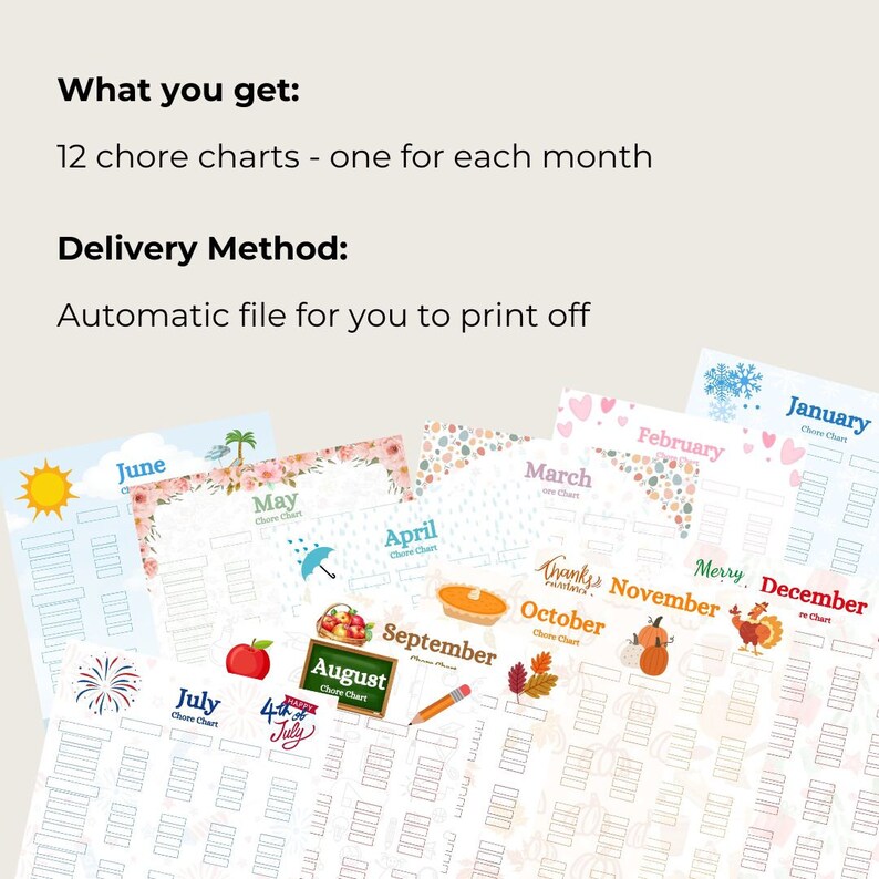 Printable/customizable Chore Chart for Family Chores - 8.5x11 - 12 ...
