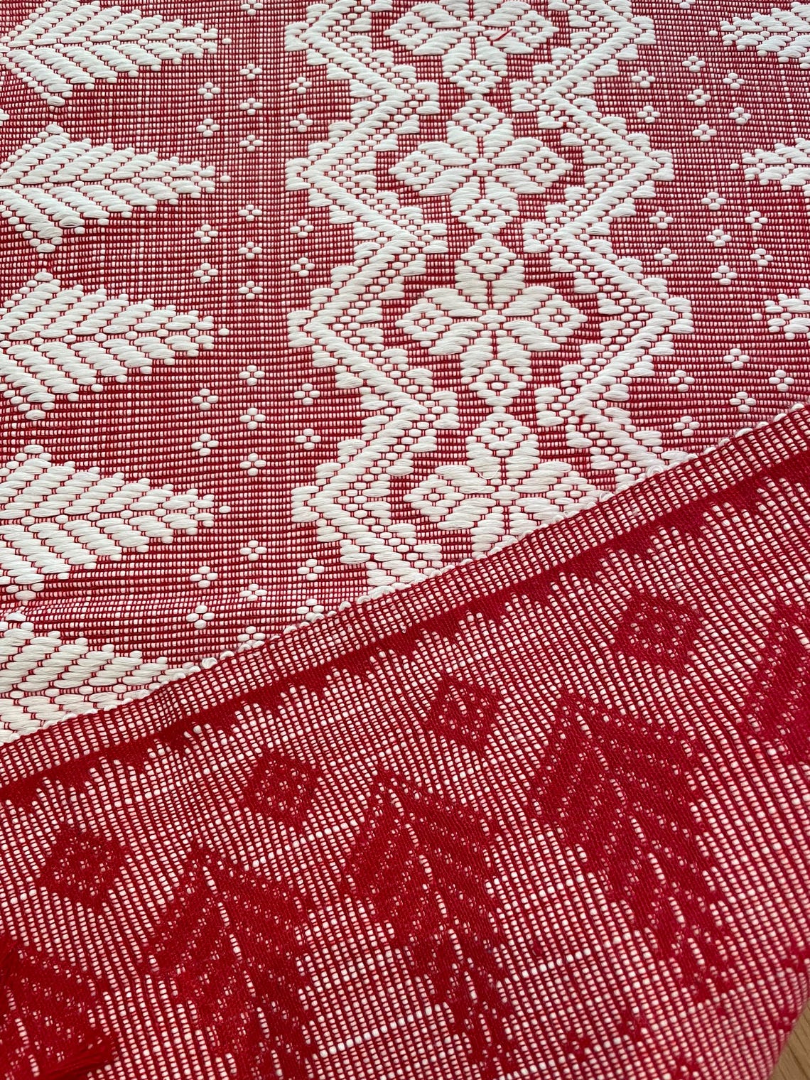Inabel Bed or Table Runner, Red and White - Etsy