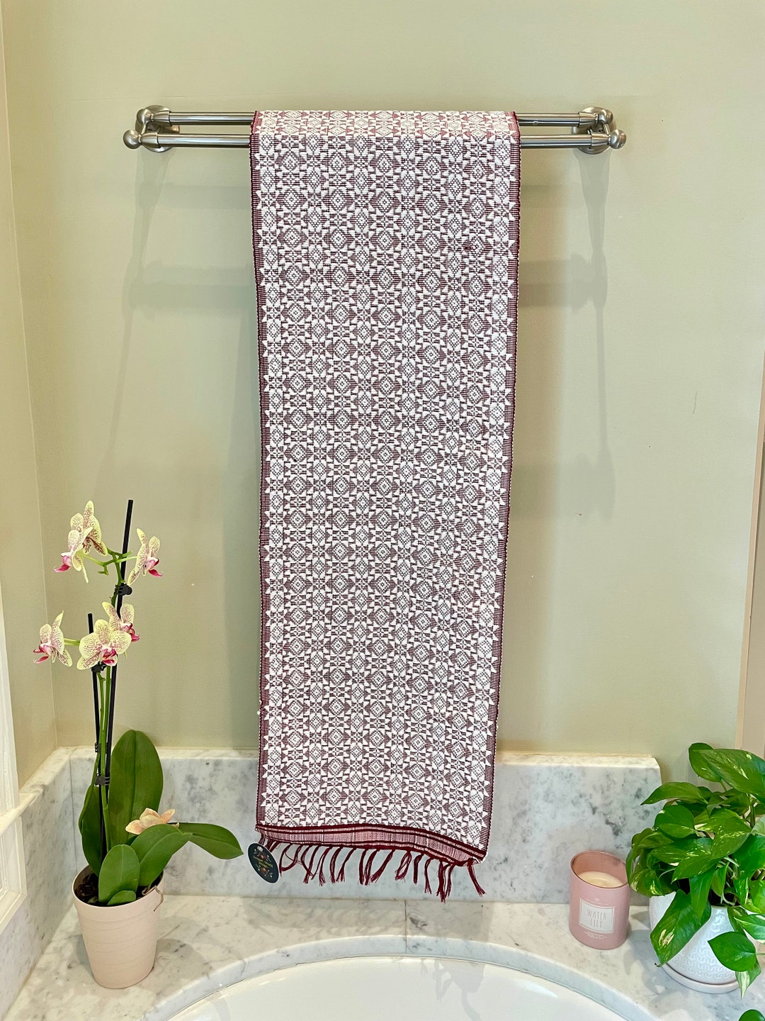 Inabel Bed or Table Runner, Burgundy - Etsy UK