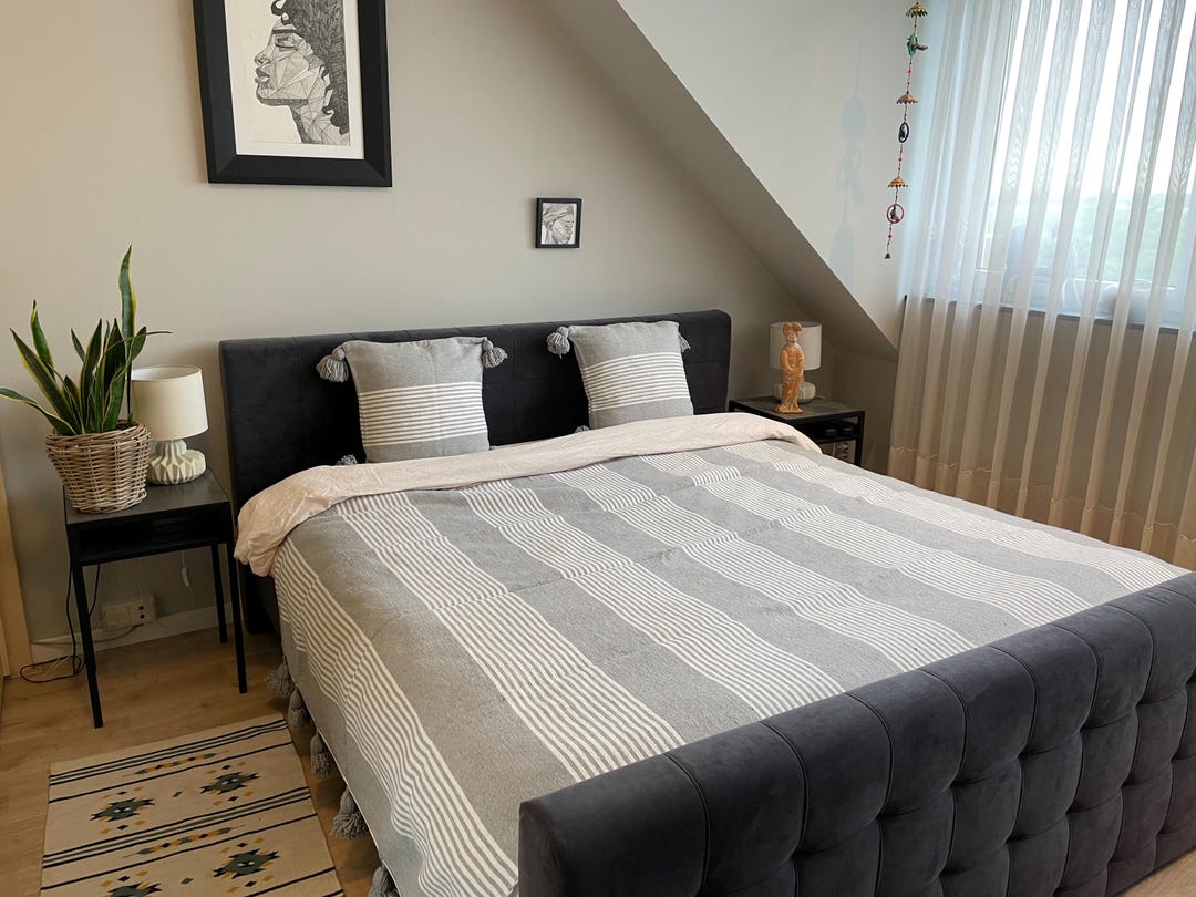 Handwoven 3 Piece Berber Bedding Set, Blanket and Pillowcovers - Etsy