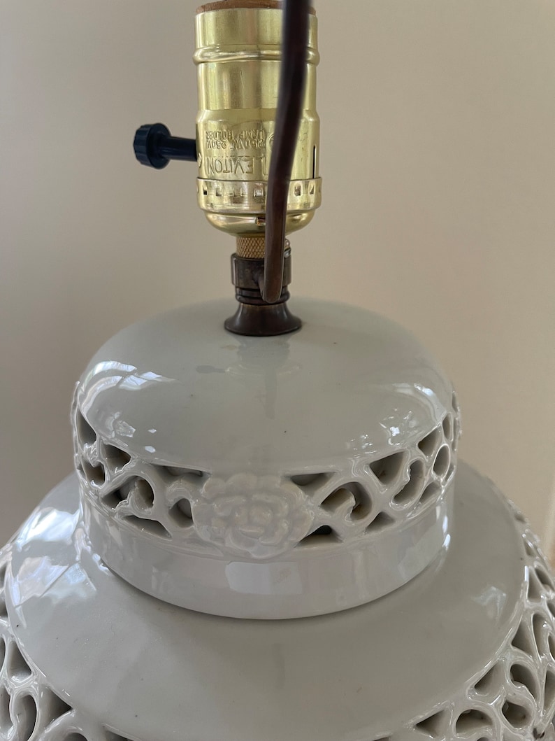 Vintage 1950's Blanc De Chine Reticulated White Pierced Porcelain Lantern Lamp - Etsy