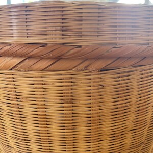 Vintage Asian Woven Bamboo / Wicker Footed Nesting Baskets With Lids ...