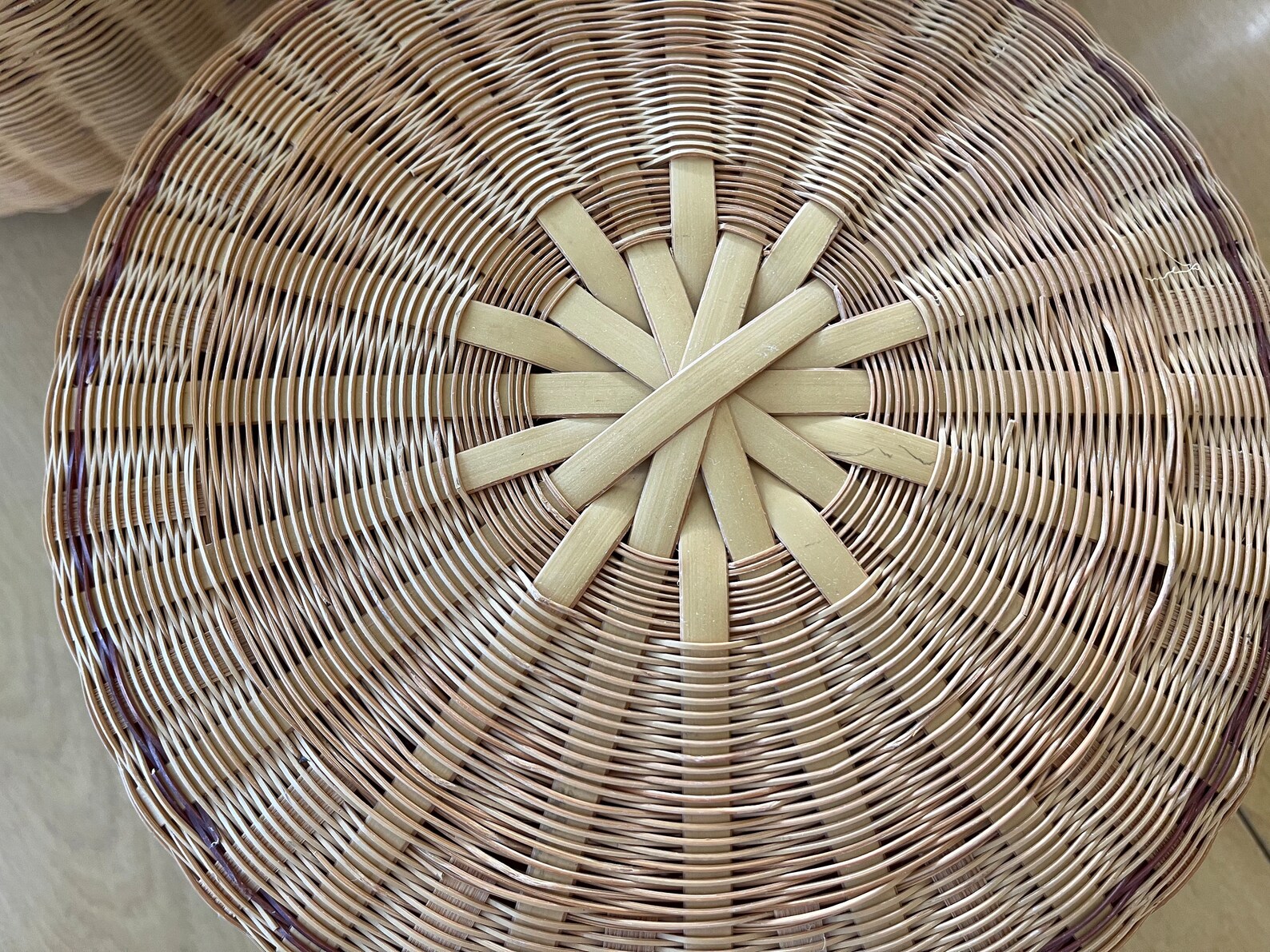 Vintage Asian Woven Bamboo / Wicker Footed Nesting Baskets With Lids ...