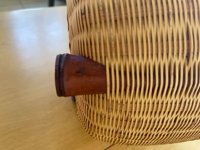 Vintage Asian Woven Bamboo / Wicker Footed Nesting Baskets With Lids ...