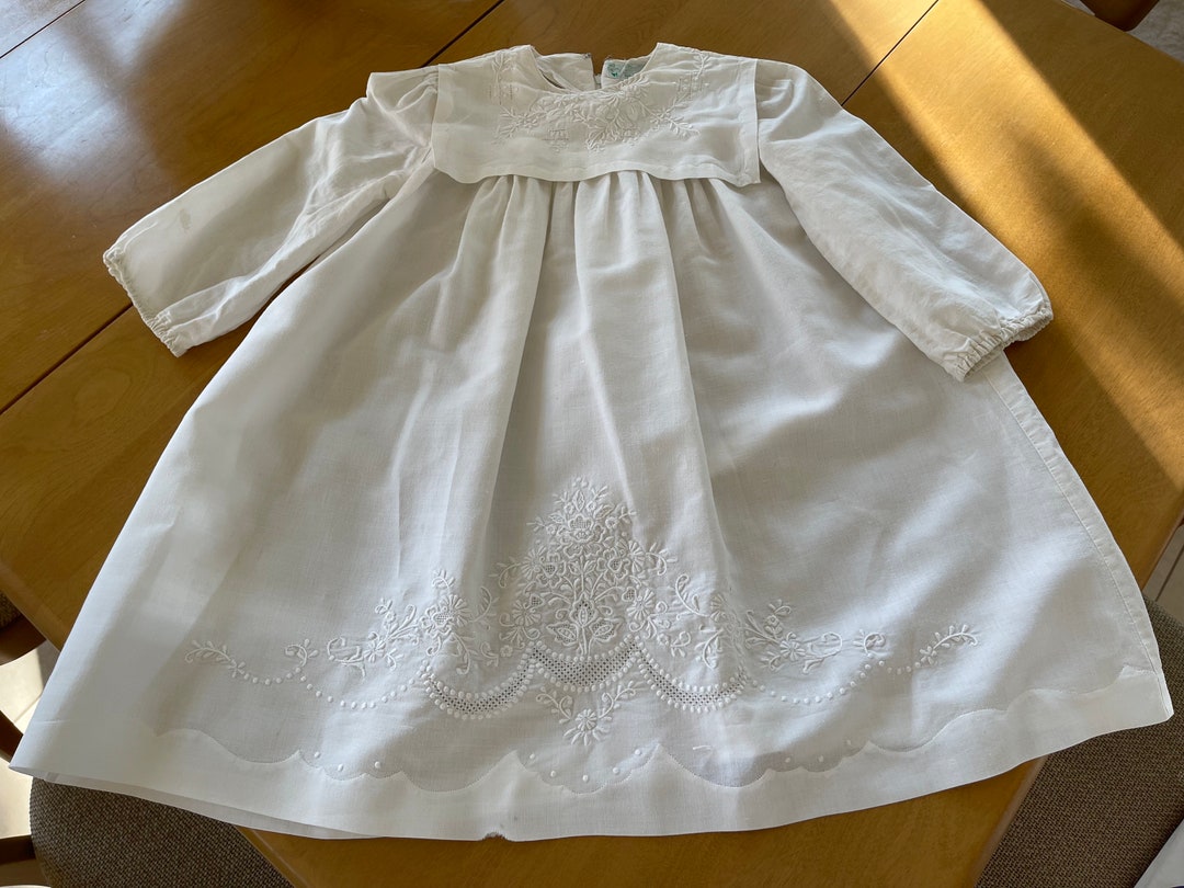 Vintage 80's Paper White Little Girls Embroidered Dress Size 5 - Etsy
