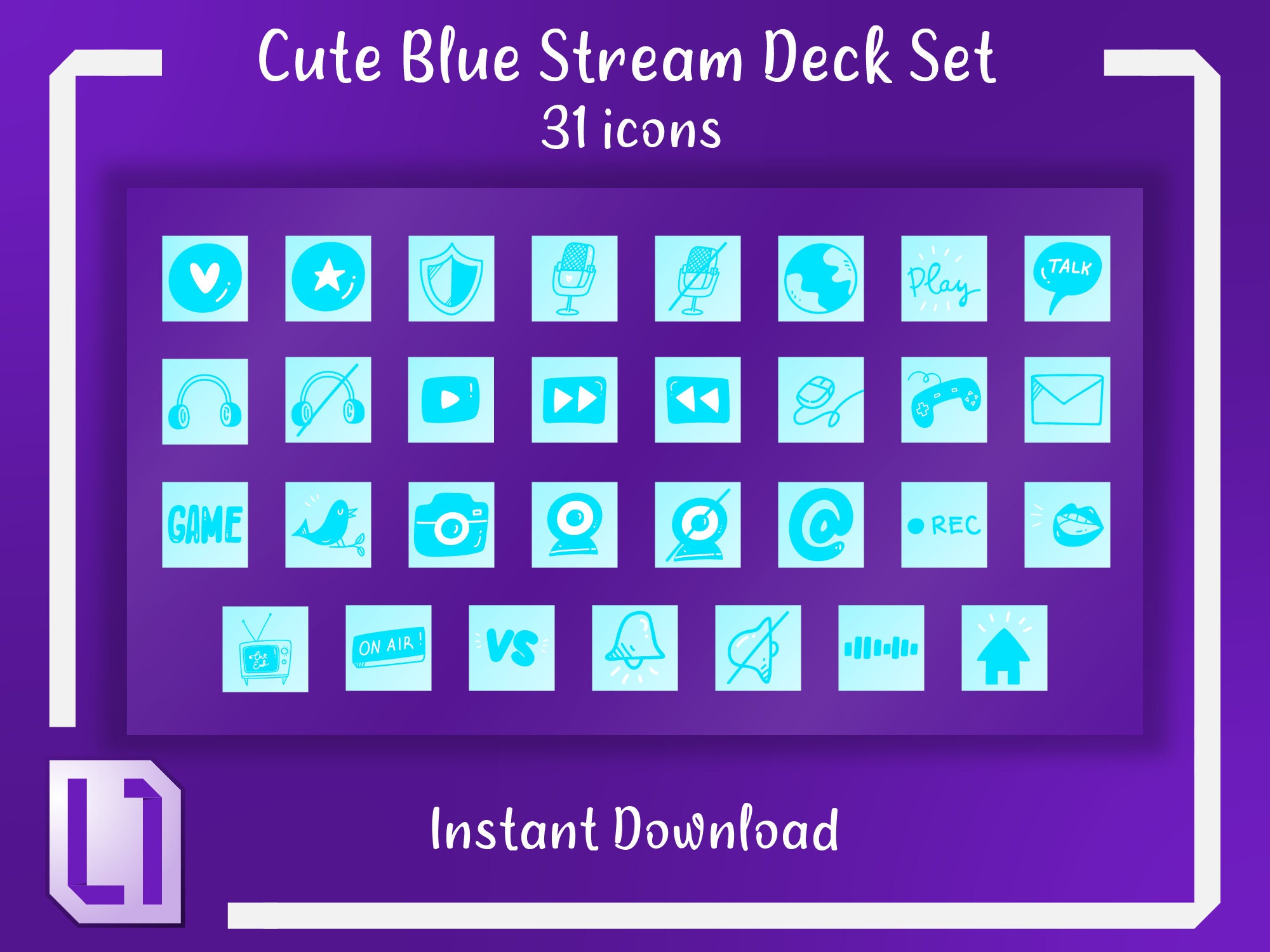 Cute Blue Stream Deck Set / 31 Stream Deck Icons / Pastel / Stream ...