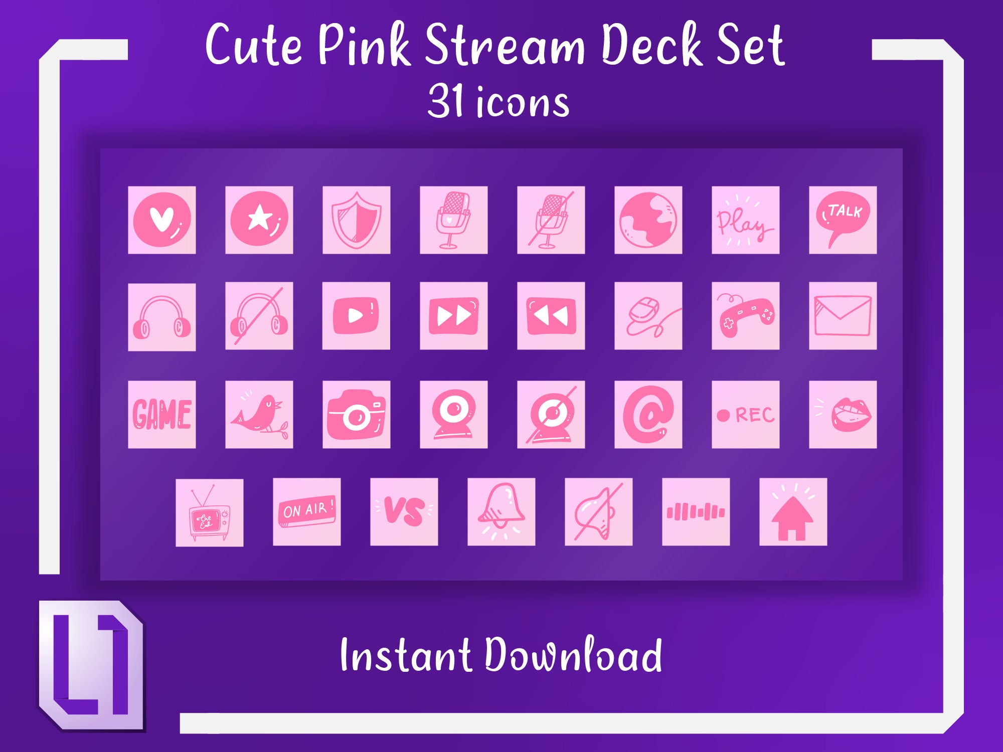 Cute Pink Stream Deck Set / 31 Stream Deck Icons / Pastel / Stream ...