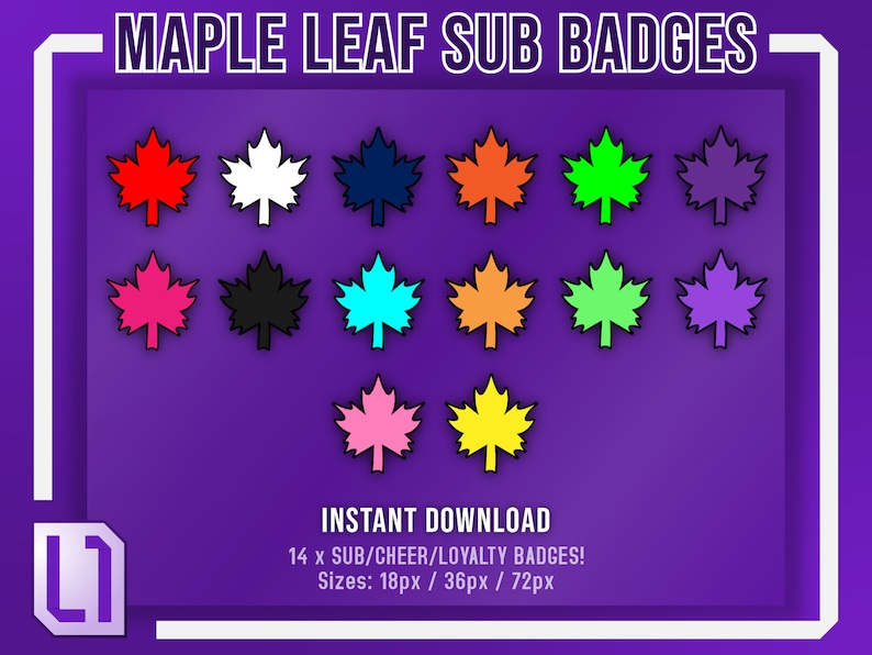 14 X Maple Leaf Twitch Sub Badges / Cheer Badges / Loyalty Badges ...