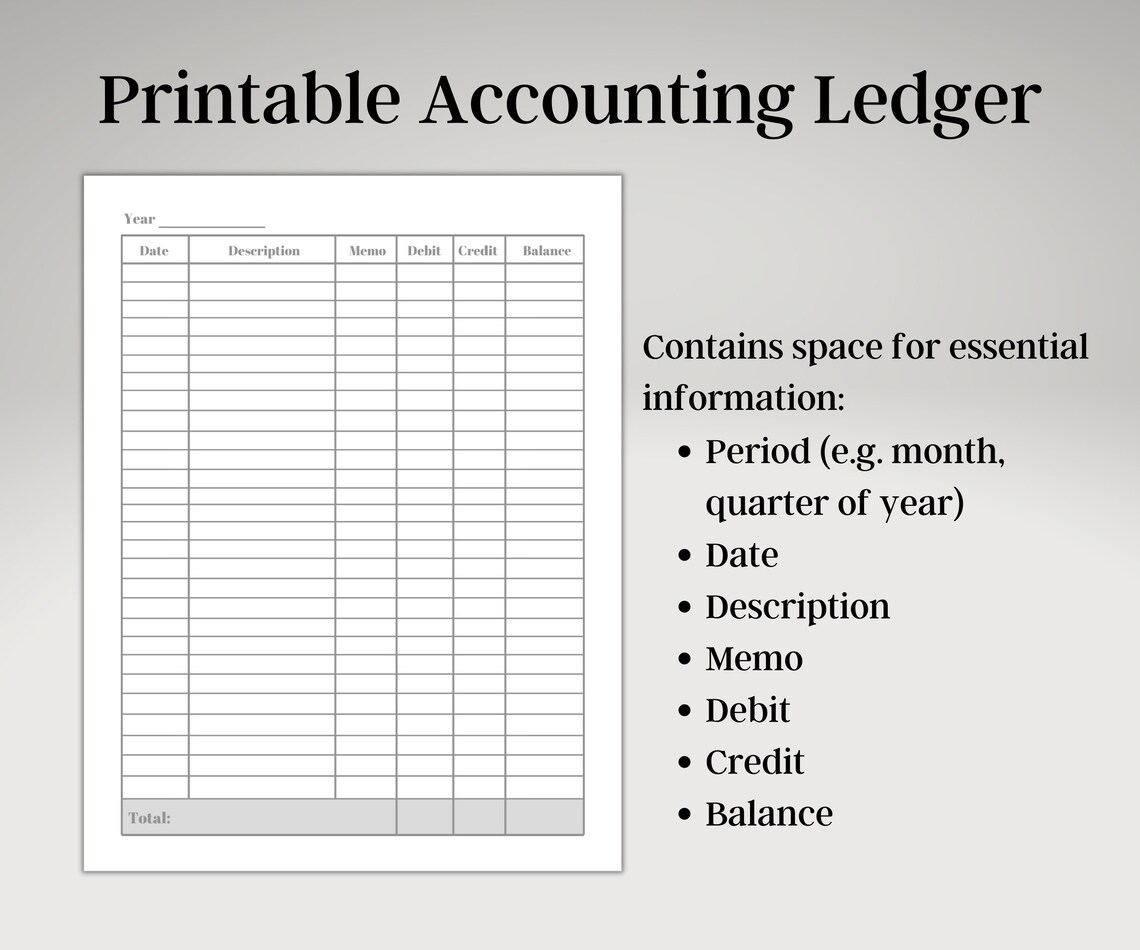 Printable Accounting Ledger | Bookkeeping Journal for Small Businesses ...