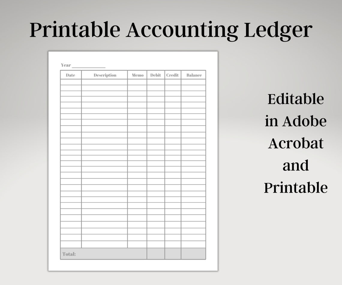 Printable Accounting Ledger | Bookkeeping Journal for Small Businesses ...