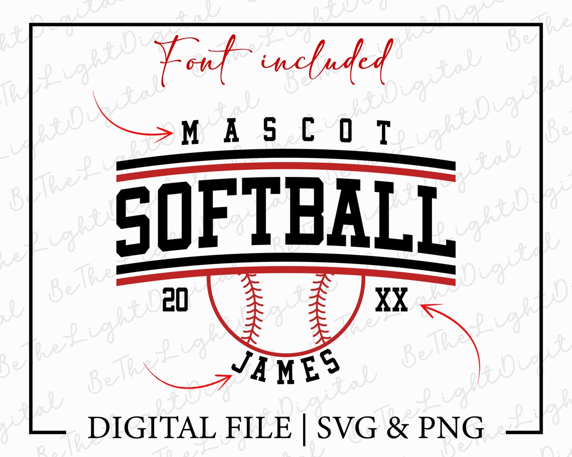 Softball Mascot Svg, Your Name Svg, Custom Svg, Softball Team Svg ...