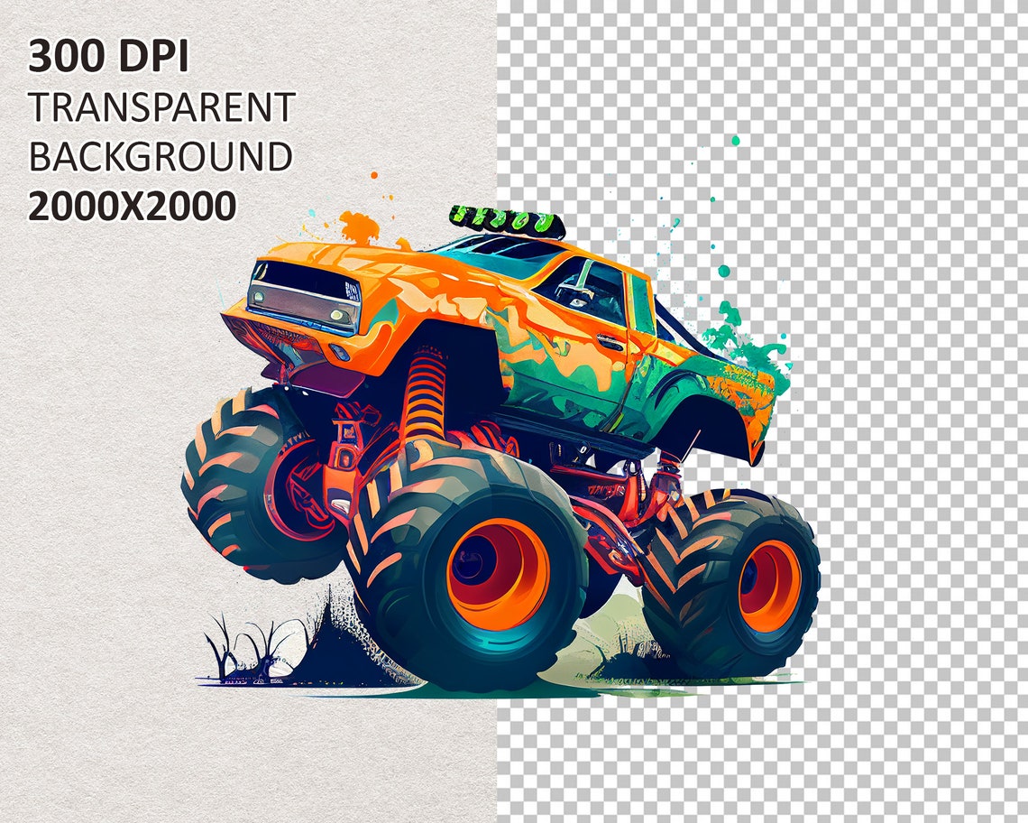 Monster Truck Clipart, Trucks Bundle, Vehicle Png, Digital Download ...