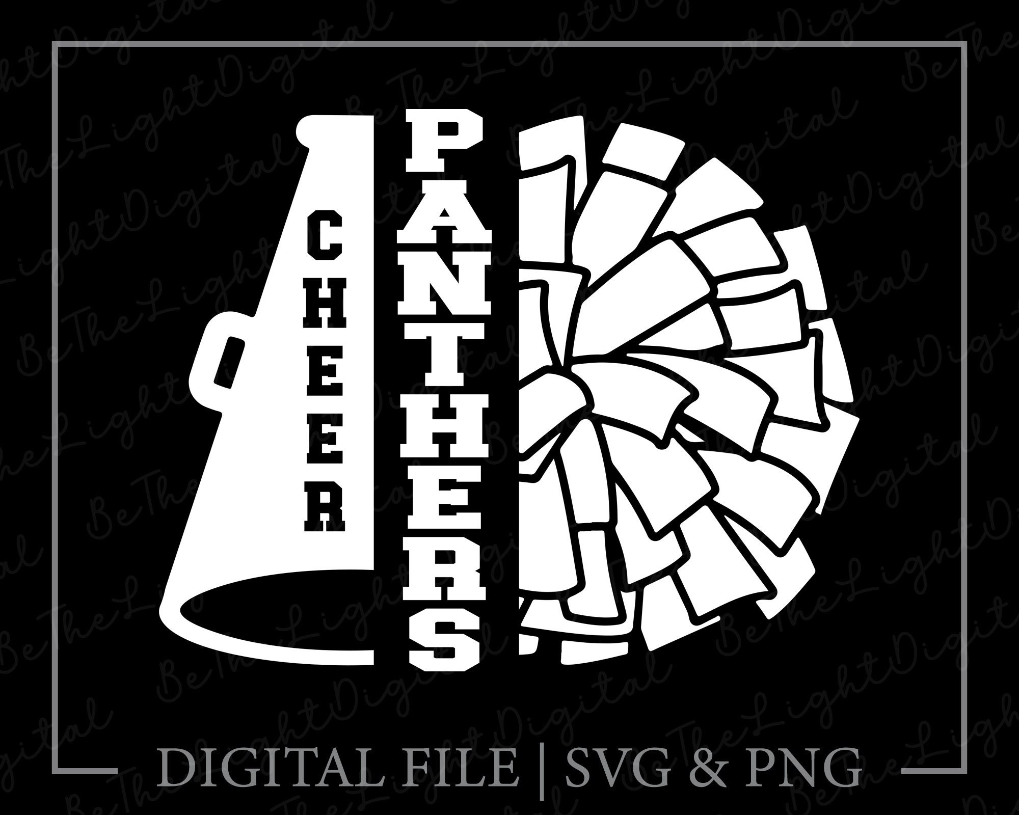 Cheer Panthers Svg, Pom Pom Svg, Printables, Cheerleader Svg, Team Name ...