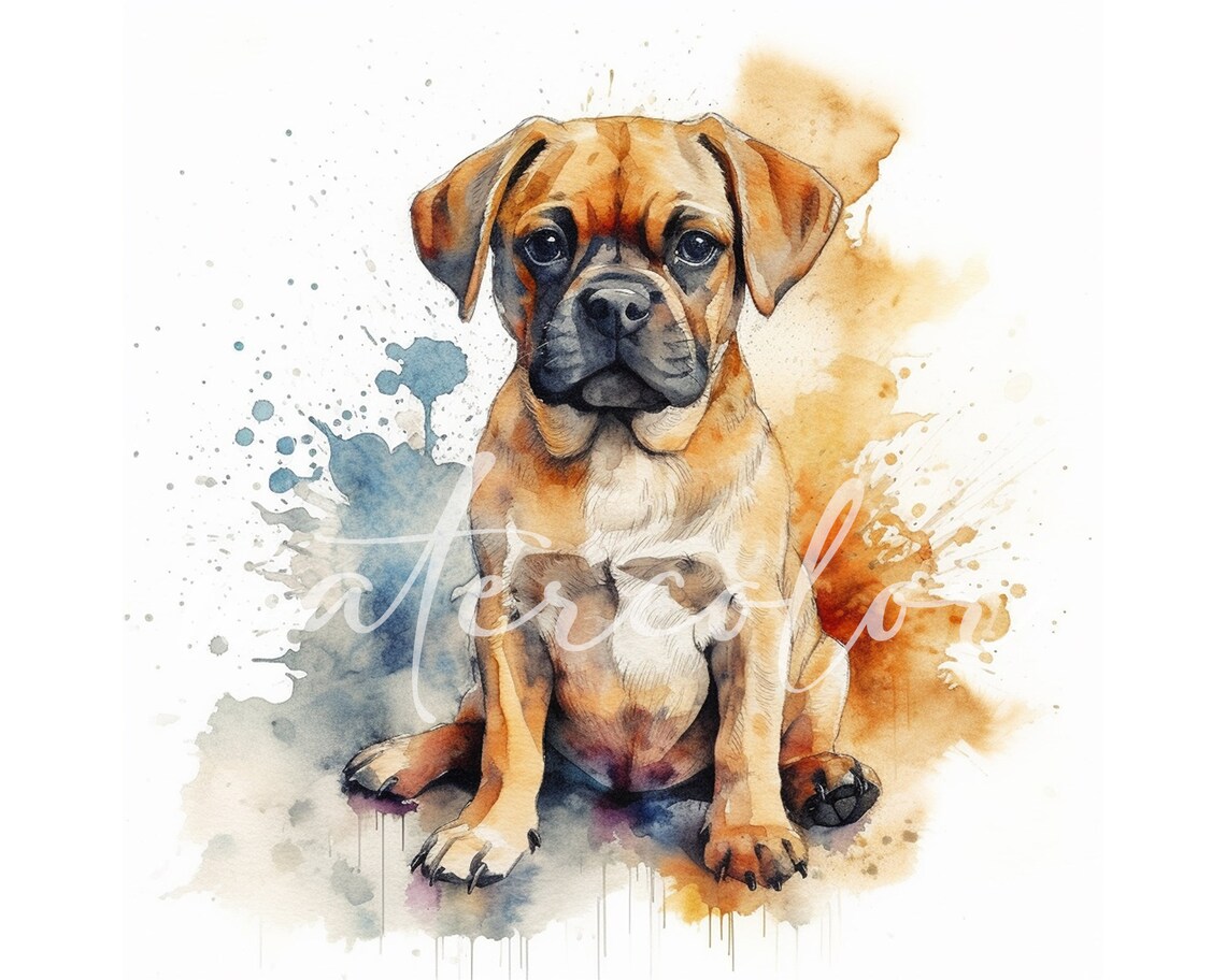 Watercolor Puggle Clipart, 12 High Quality Jpgs, Dog Clipart, Card ...