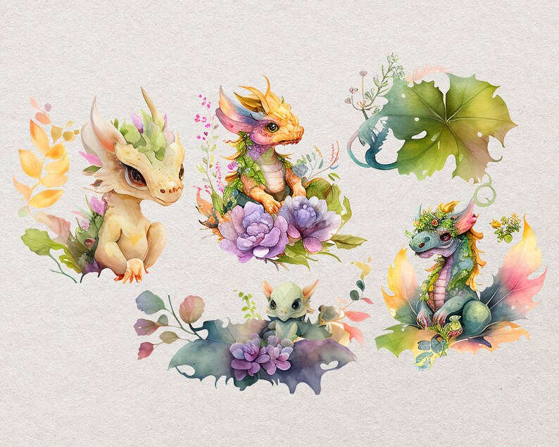 Cute Dragon Png Watercolor Png Fairy Dragon Png Png Bundle - Etsy