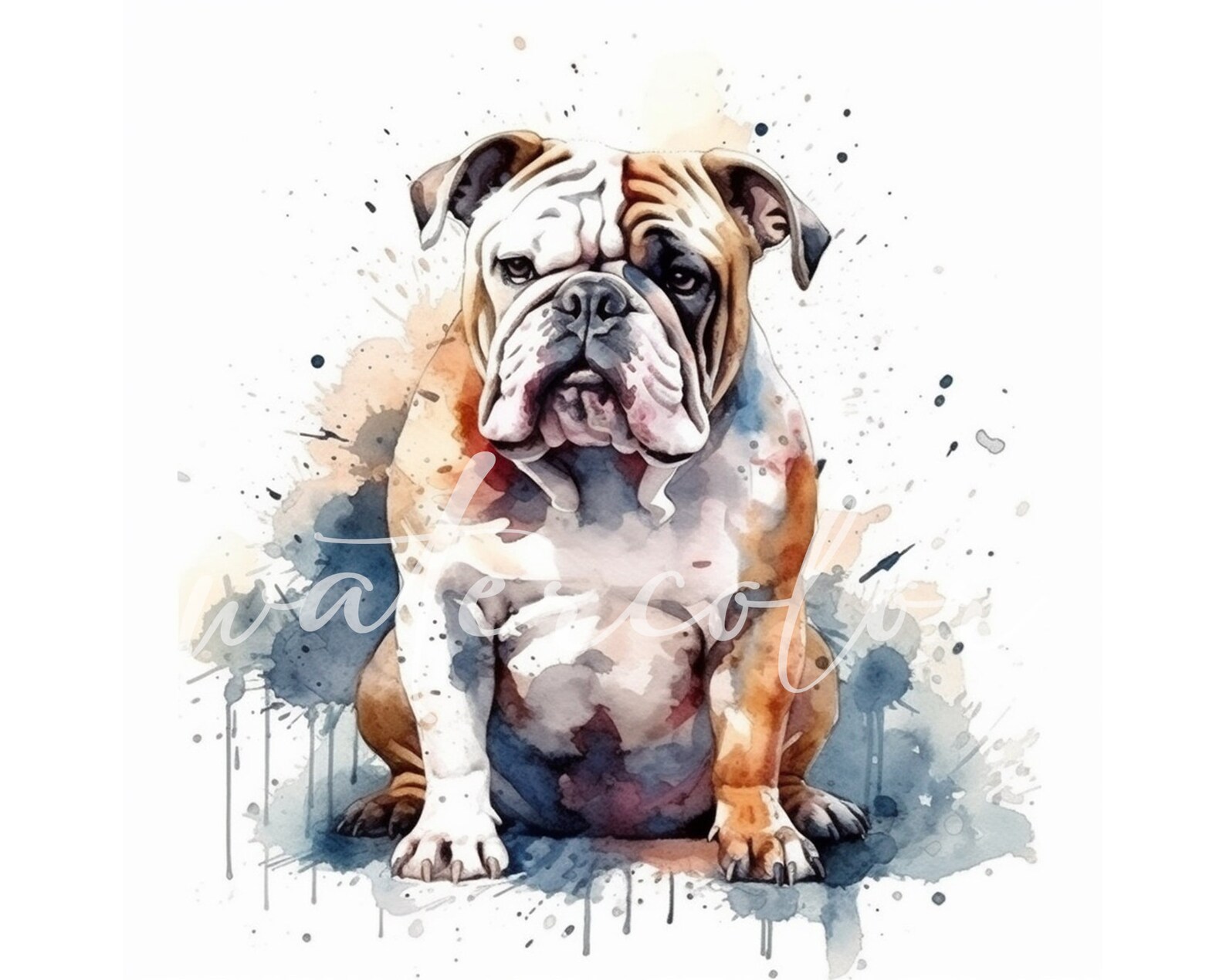 Watercolor English Bulldog Clipart, 12 High Quality Jpgs, Dog Clipart ...