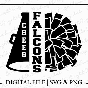 Cheer Falcons Svg, Pom Pom Svg, Printables, Cheerleader Svg, Team Name ...