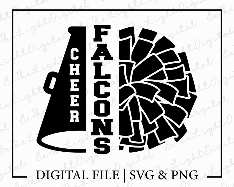 Cheer Falcons Svg, Pom Pom Svg, Printables, Cheerleader Svg, Team Name ...