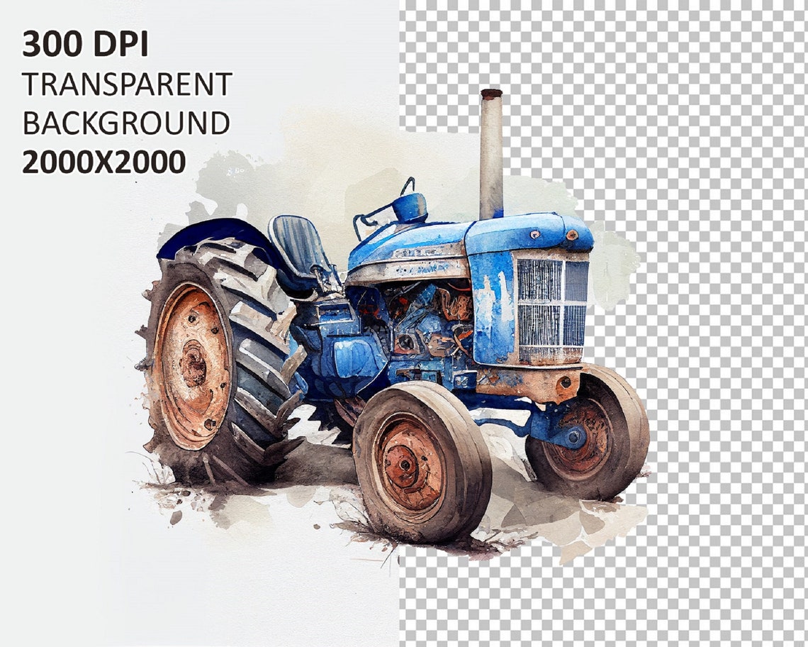 Watercolor Tractor Png, Tractor Png, Farm Life Png, Watercolor Png, Ai ...