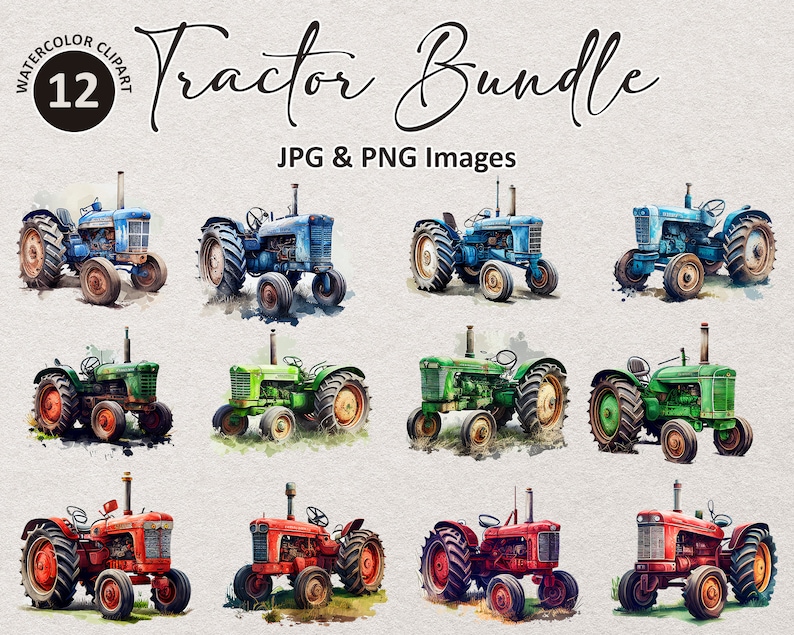 Watercolor Tractor Png, Tractor Png, Farm Life Png, Watercolor Png, Ai ...