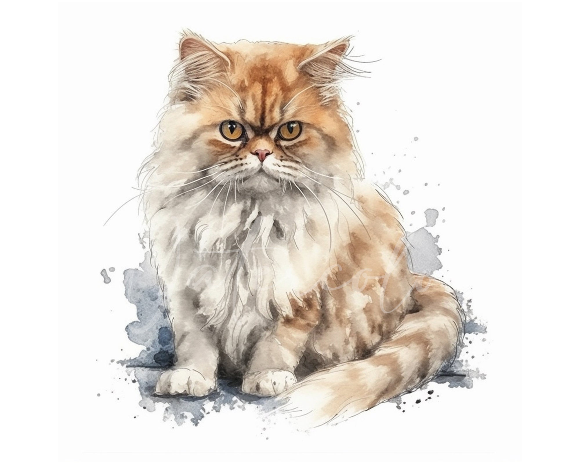 Watercolor Persian Clipart 12 High Quality Jpgs Cat Clipart - Etsy