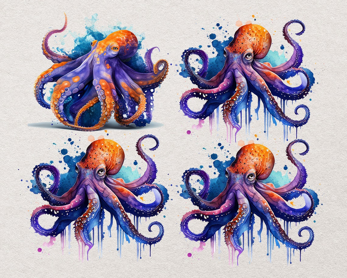 Octopus Clipart, Bundle Png, Sea Life Png, Digital Download, Sea ...
