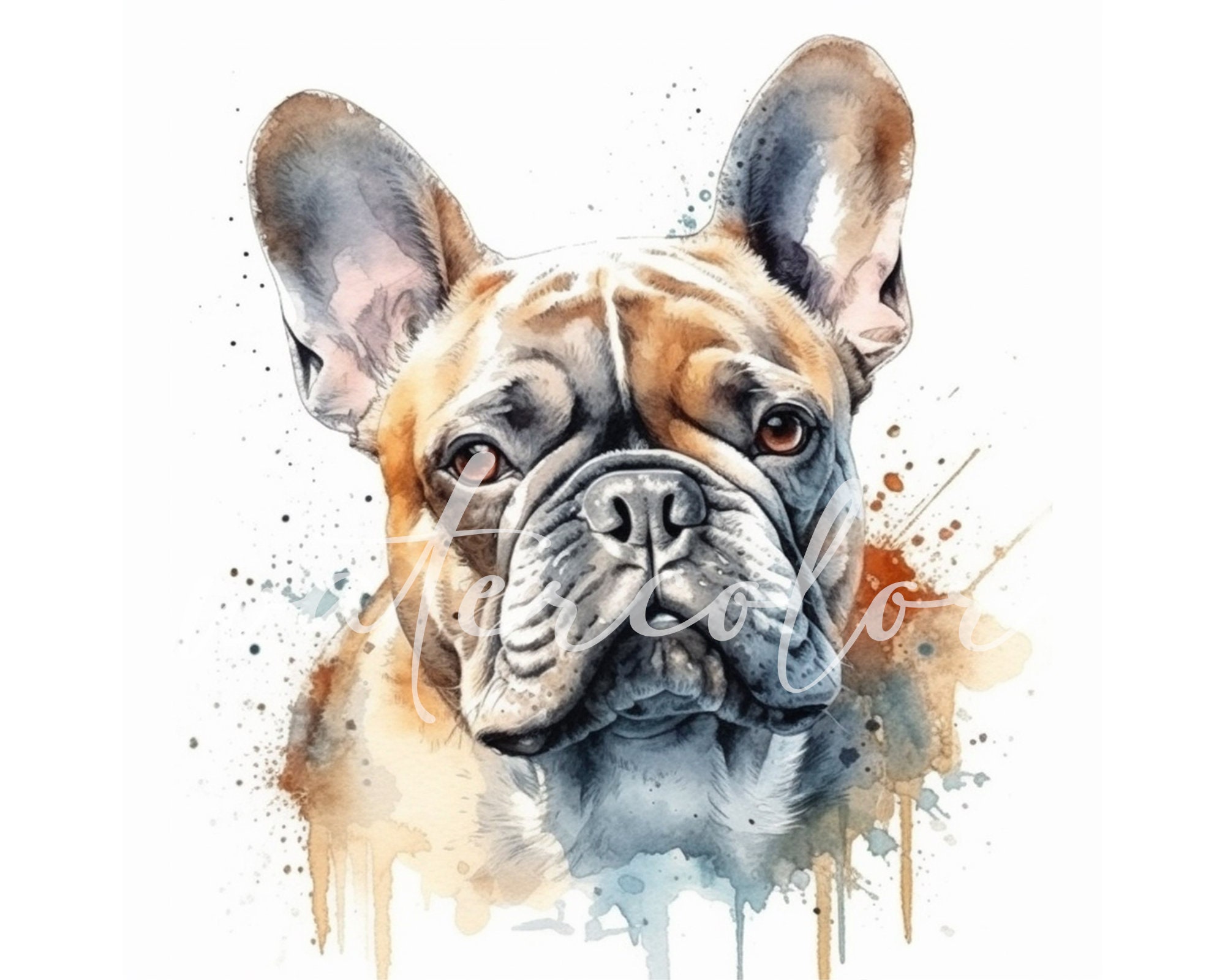 Watercolor French Bulldog Clipart, 12 High Quality Jpgs, Dog Clipart ...