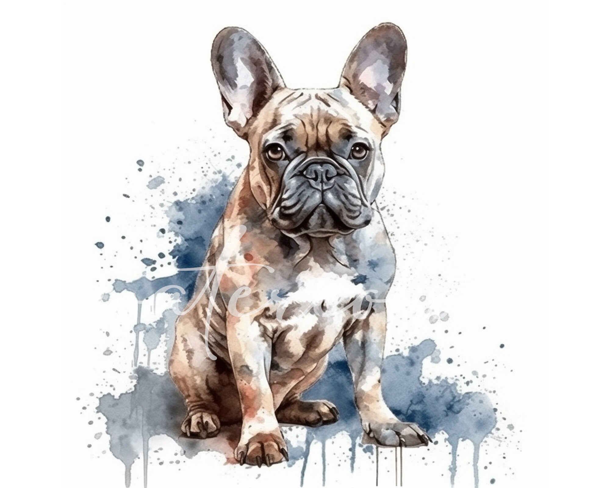 Watercolor French Bulldog Clipart, 12 High Quality Jpgs, Dog Clipart ...