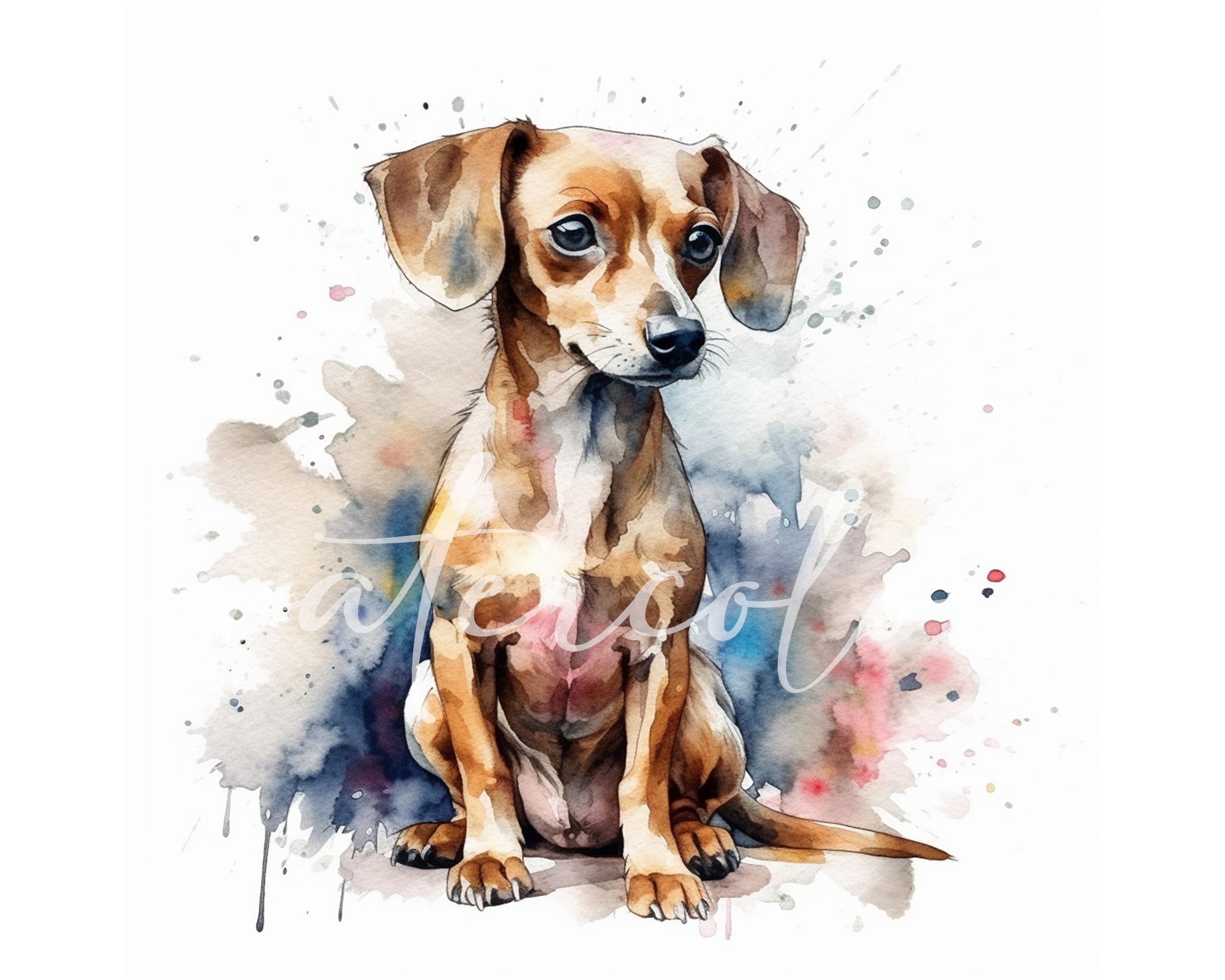 Watercolor Chiweenie Clipart, 12 High Quality Jpgs, Dog Clipart, Card ...