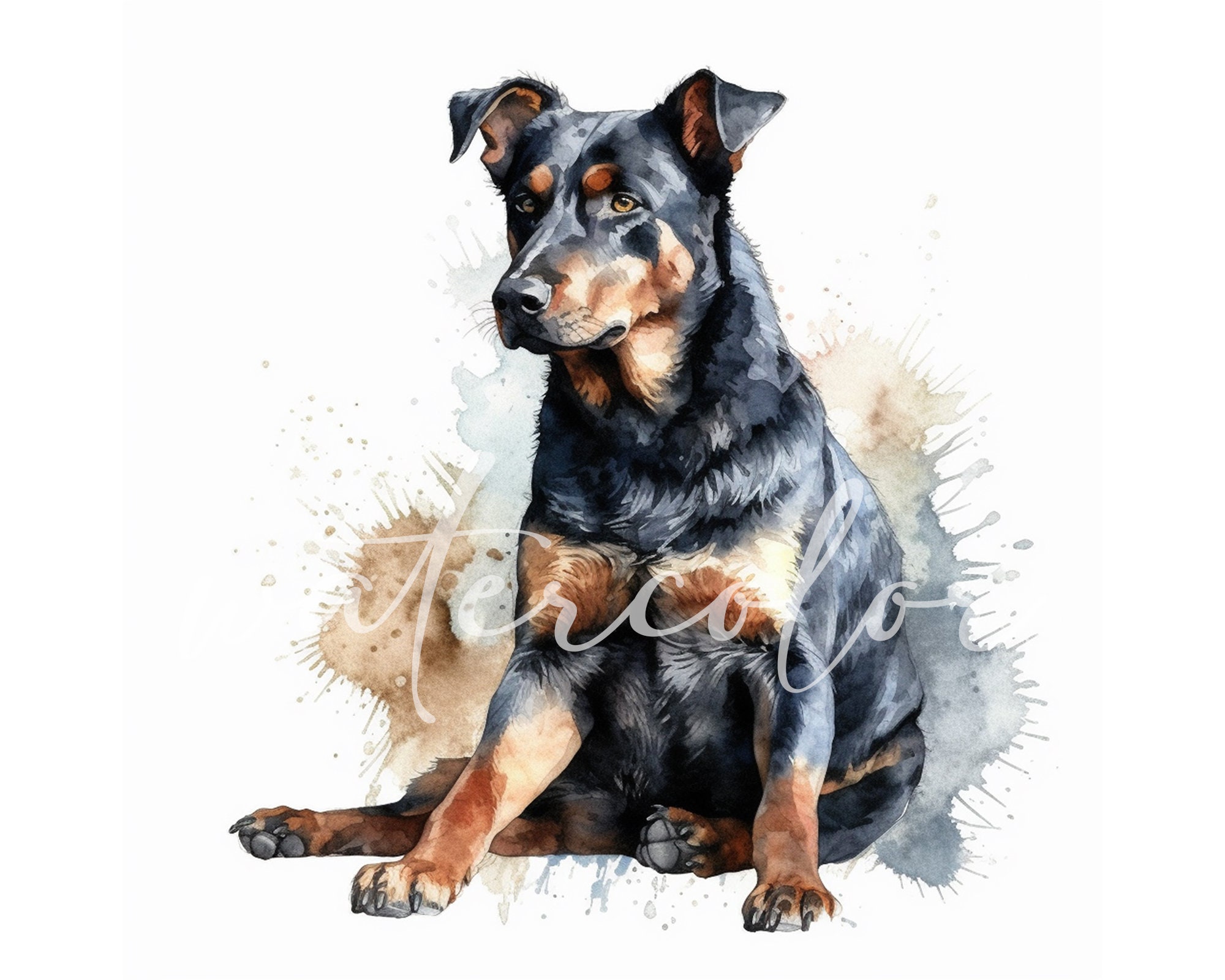 Watercolor Beauceron Clipart, 12 High Quality Jpgs, Dog Clipart, Card ...