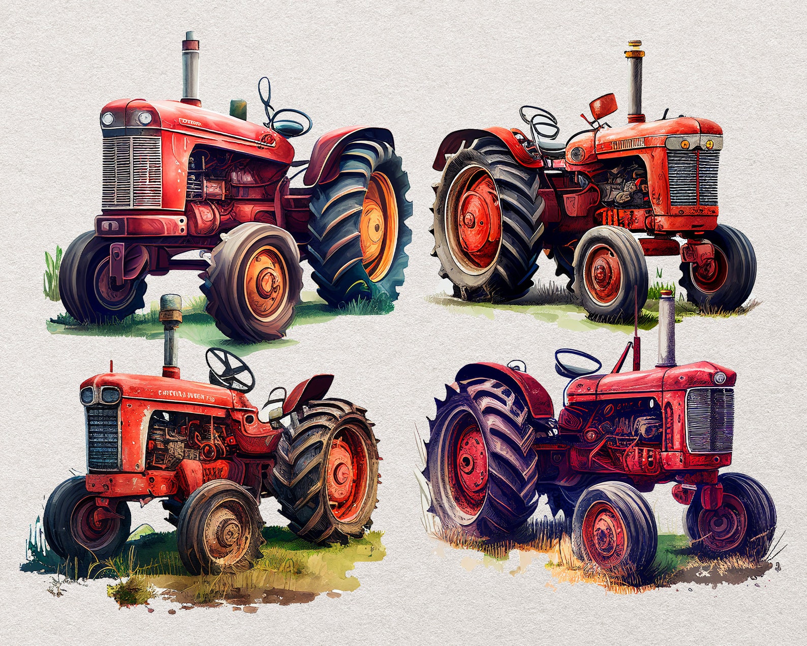 Watercolor Tractor Png, Tractor Png, Farm Life Png, Watercolor Png, Ai ...