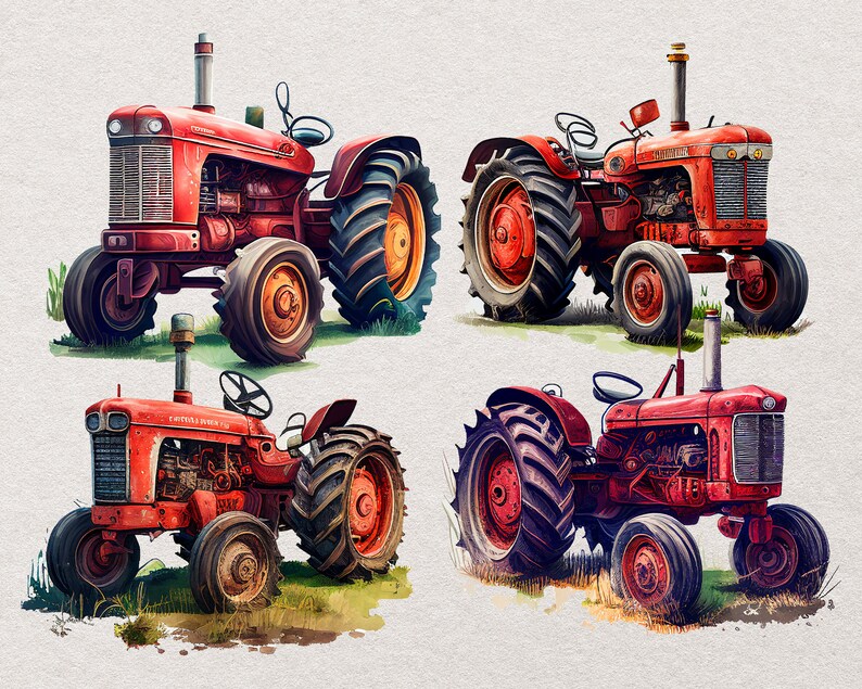 Watercolor Tractor Png, Tractor Png, Farm Life Png, Watercolor Png, Ai ...