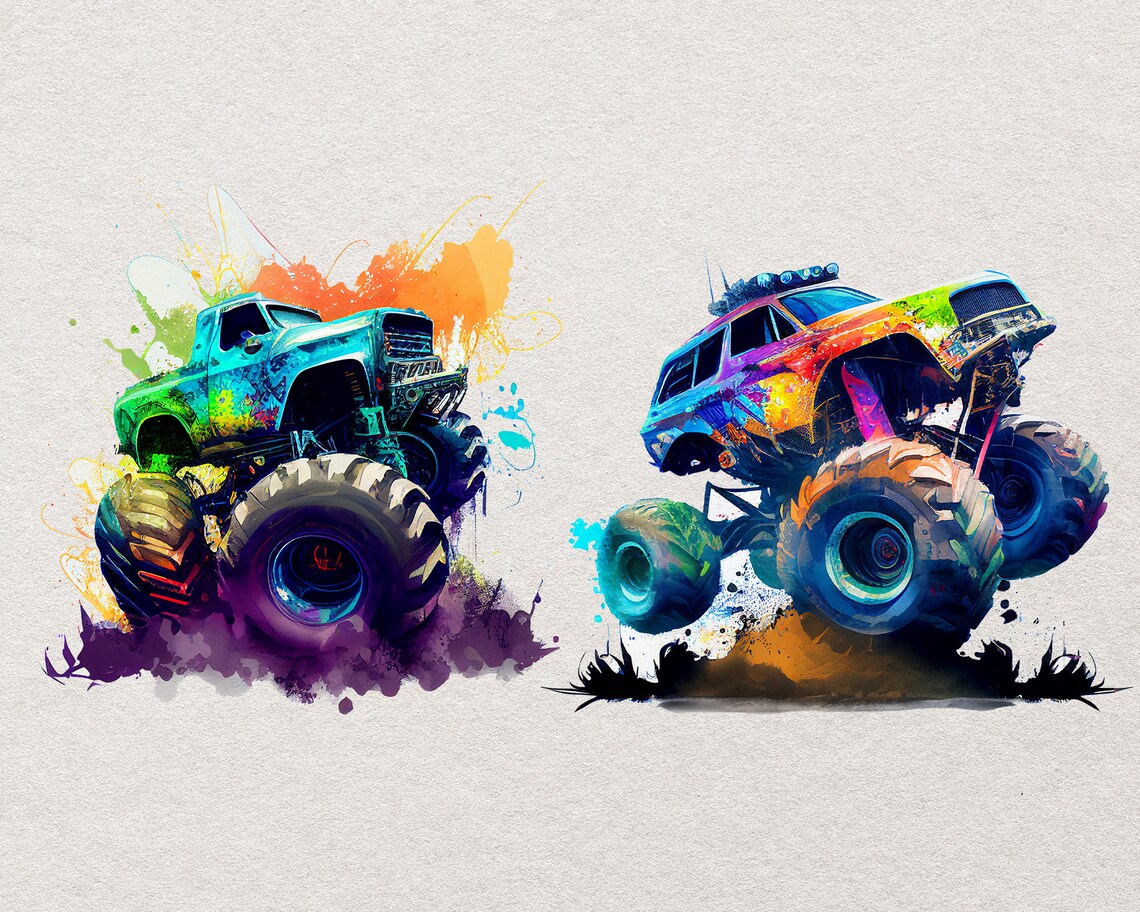 Monster Truck Clipart, Trucks Bundle, Vehicle Png, Digital Download ...