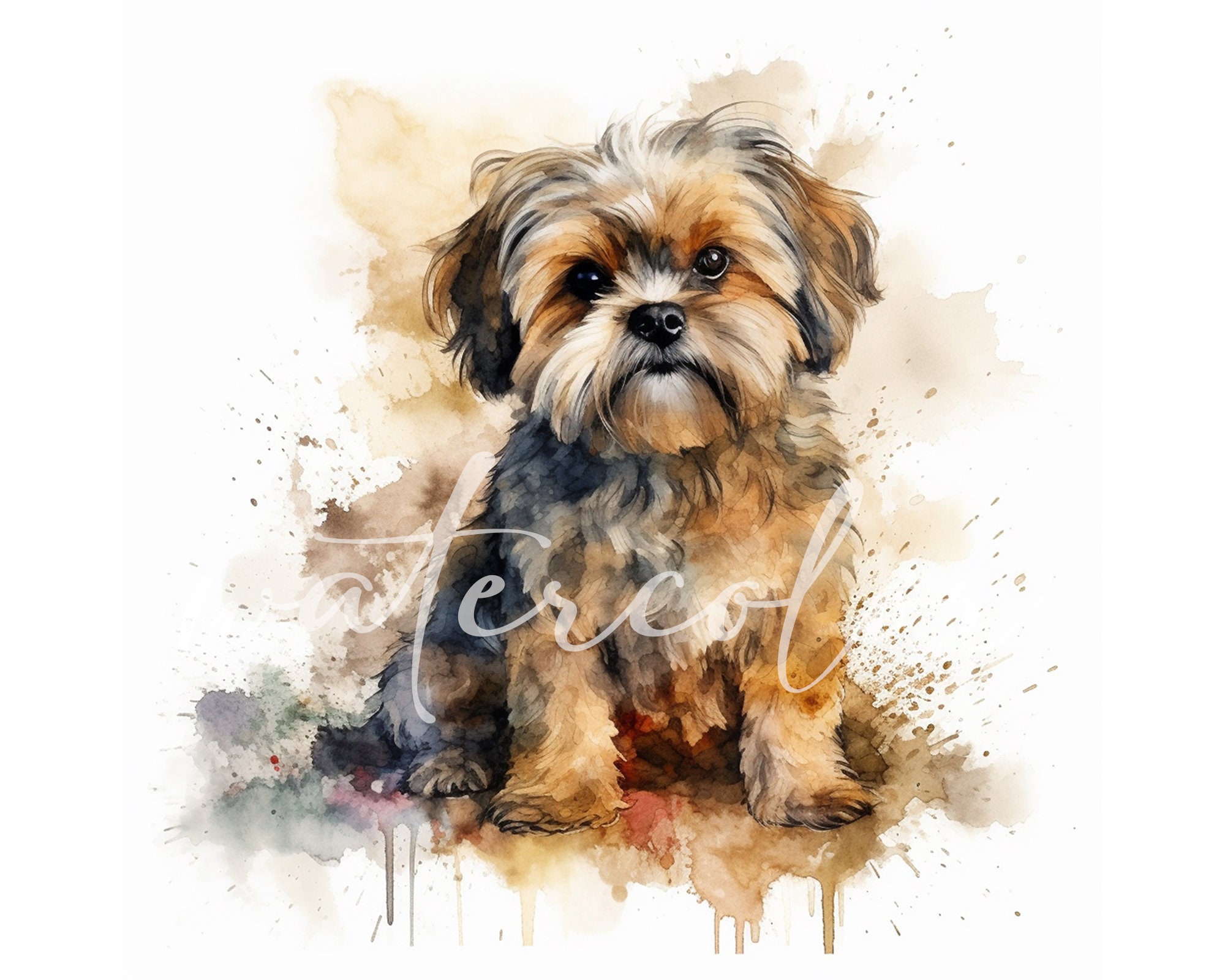 Watercolor Shorkie Clipart, 12 High Quality Jpgs, Dog Clipart, Card ...