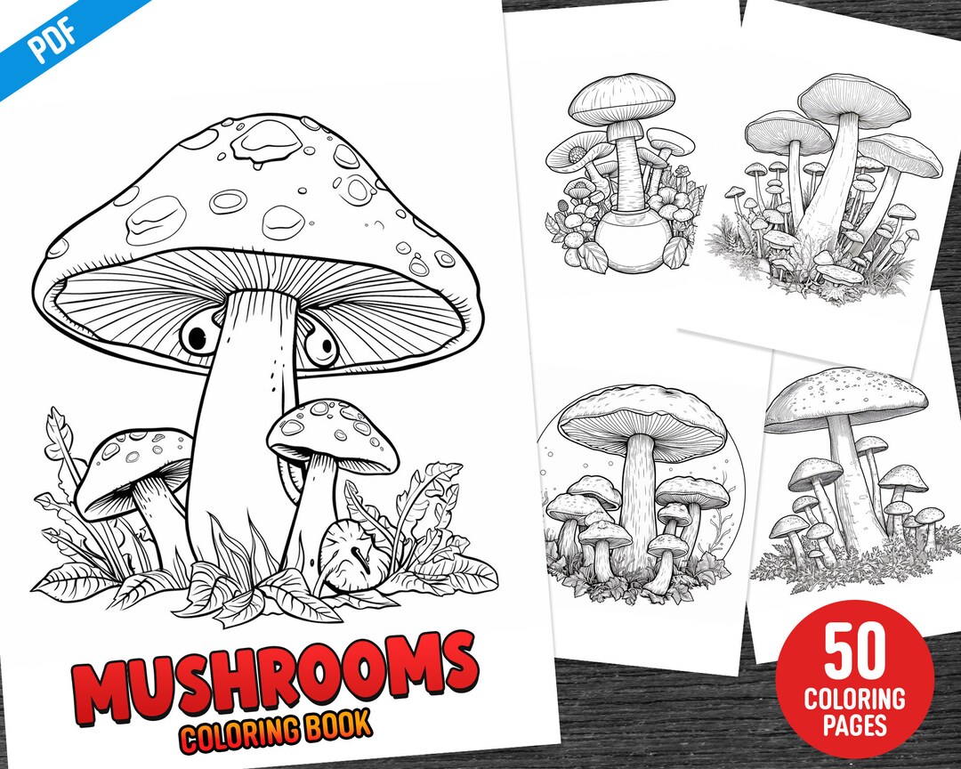 50 Mushroom Garden Coloring Page Outline Coloring Page - Etsy