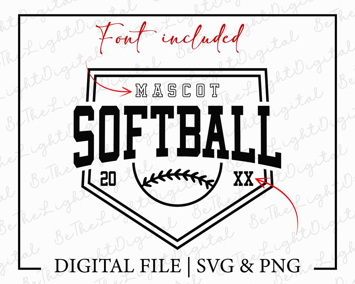 Softball Svg, Mascot Svg, Custom Svg, Softball Base Svg, Digital ...