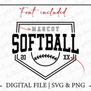 Softball Svg, Mascot Svg, Custom Svg, Softball Base Svg, Digital ...